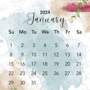 Printable Desk Calendar, Watercolor Calendar, Minimalist Calendar ...