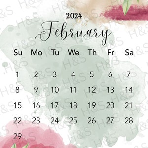 Printable Desk Calendar, Watercolor Calendar, Minimalist Calendar ...