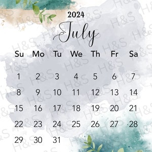 Printable Desk Calendar, Watercolor Calendar, Minimalist Calendar ...