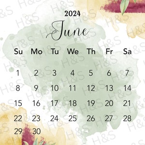 Printable Desk Calendar, Watercolor Calendar, Minimalist Calendar ...