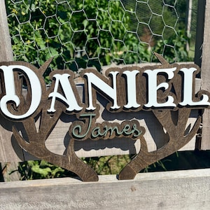 Deer Antler Name Sign for Nursery Wall Decor Hunting Themed Namesake ...