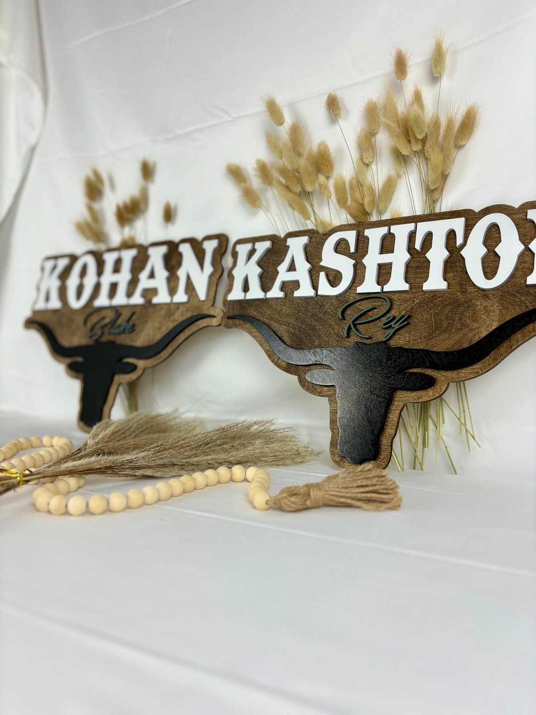 Western Themed Nursery Name Decor Wood Name Sign With Cow Head Longhorn ...