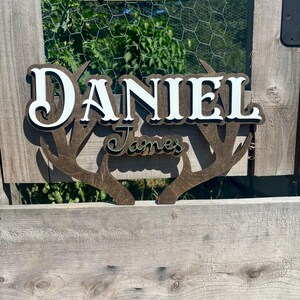 Deer Antler Name Sign for Nursery Wall Decor Hunting Themed Namesake ...