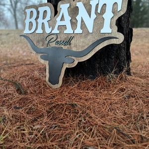 Cow Name Sign Longhorn Boys Room Decor for Wall Babyshower Gift Nursery ...