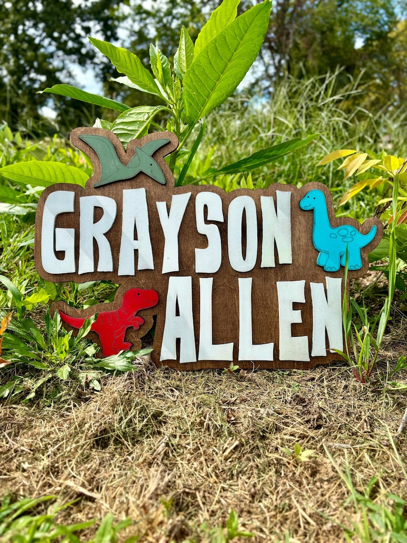 Dinosaur Bedroom Decor Name Sign for Kids Room Custom Dino Signs Wall ...