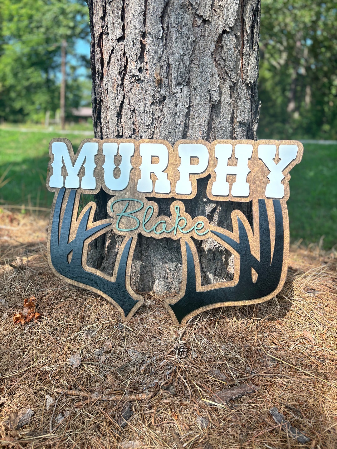 Deer Antler Name Sign for Kids Room Deer Name Signs Wall Decor for ...