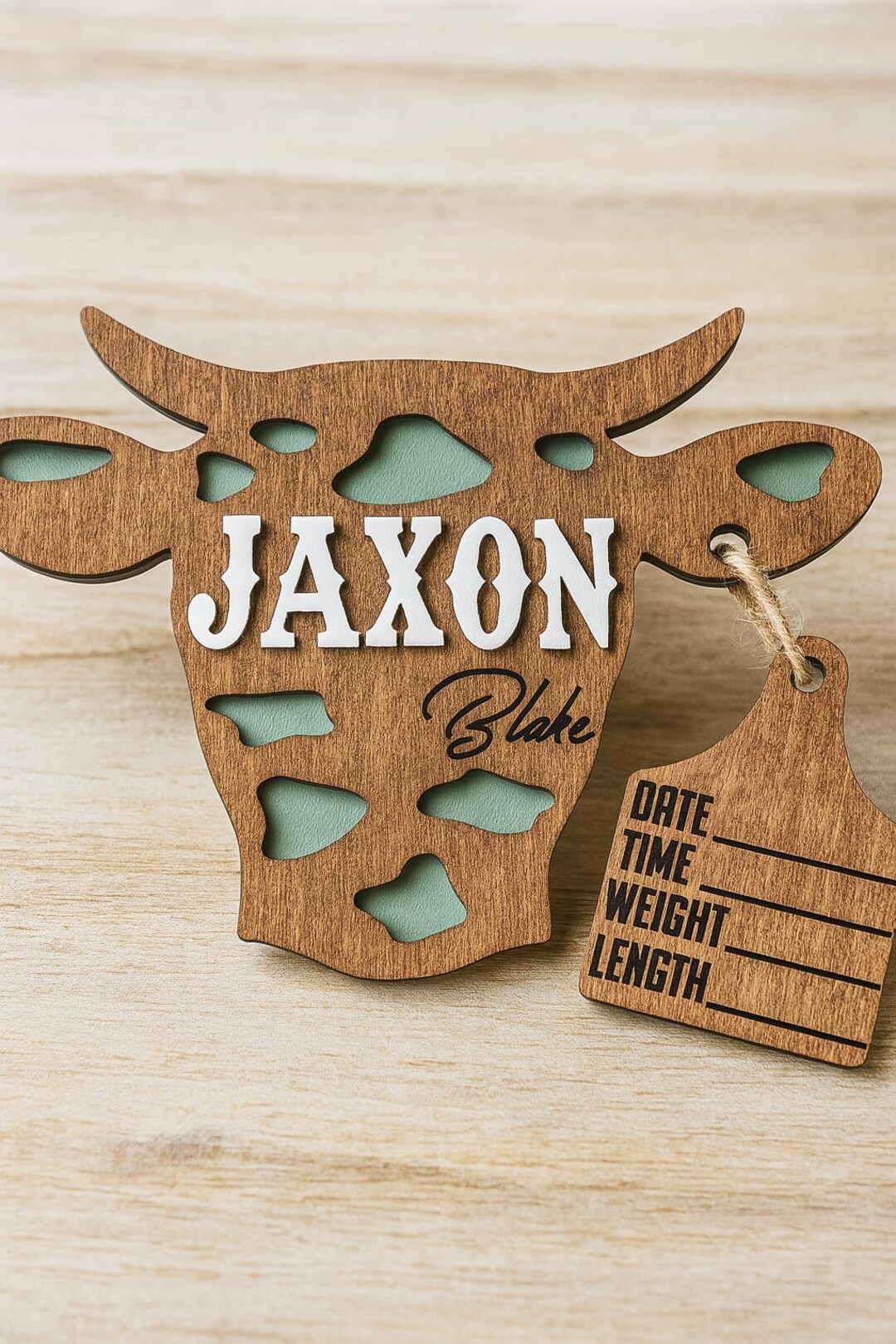 Personalized Cow Birth Stat Sign, Rustic Wood Nursery Decor - Etsy
