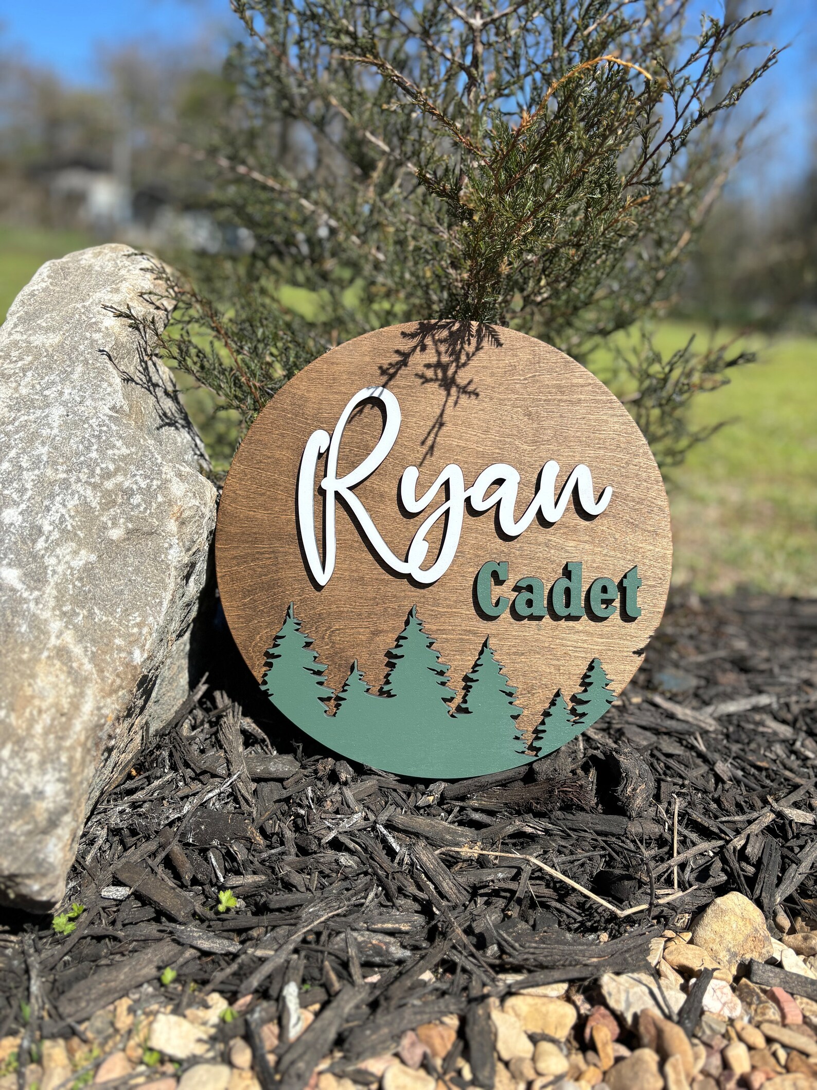 Boys Round Name, Sign, Woodsy, Theme, Circular Signs for Nursery, Green ...