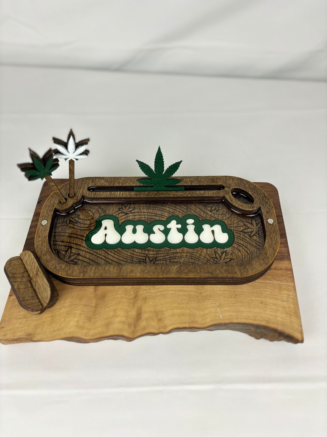 Custom Rolling Tray Set Wood Rolling Trays Personalized Name Trays for Rolling for Men Lighter ...