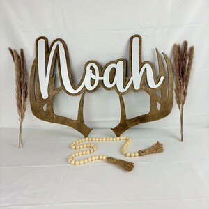 Deer Antler Name Sign for Kids Room Deer Name Signs Wall Decor for ...