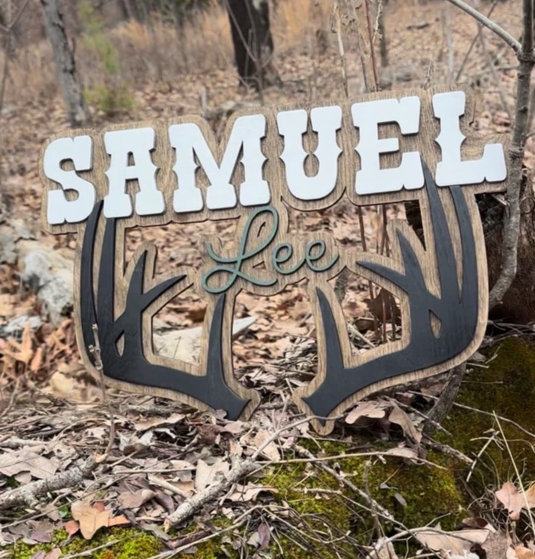 Deer Antler Name Sign for Kids Room Deer Name Signs Wall Decor for ...