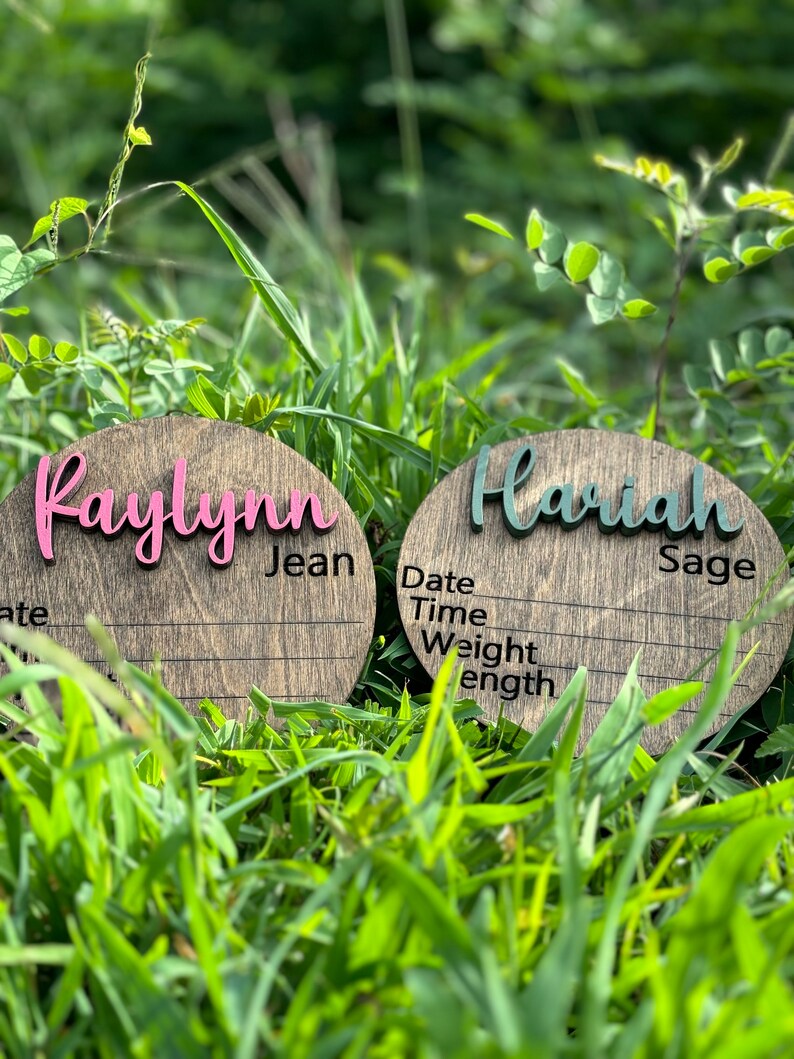 Newborn Baby Name Signs With Birth Stats Date Time Length Weight Round ...