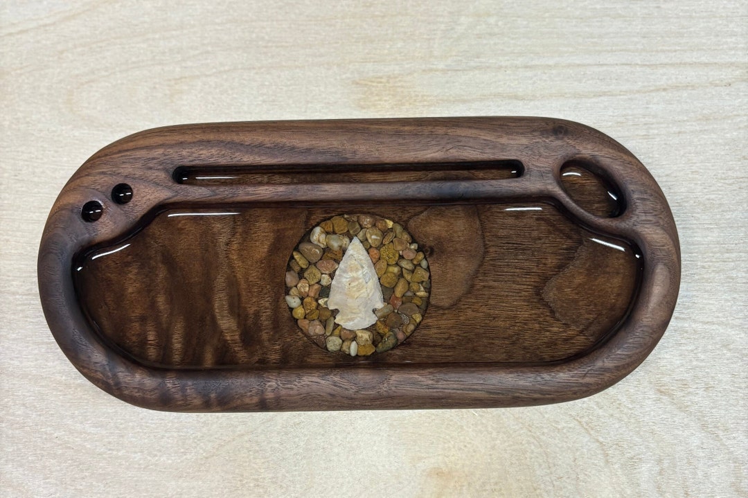 Rolling Tray With Arrowhead Epoxy Inlay Lighter Holder Tray Custom ...