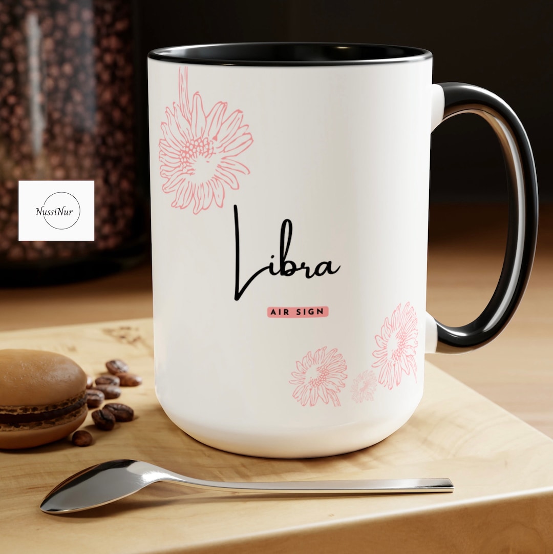 Libra Coffee Mug, Libra Birthday Gift, Zodiac Birth Flower Coffee Mug ...