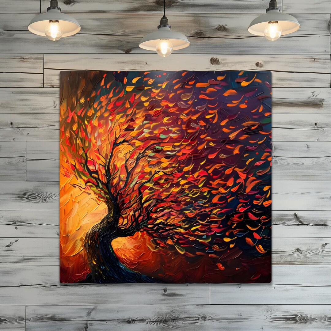 Tree of Life Fiery Elegance Metal Wall Art , Premium Printed Metal Wall ...