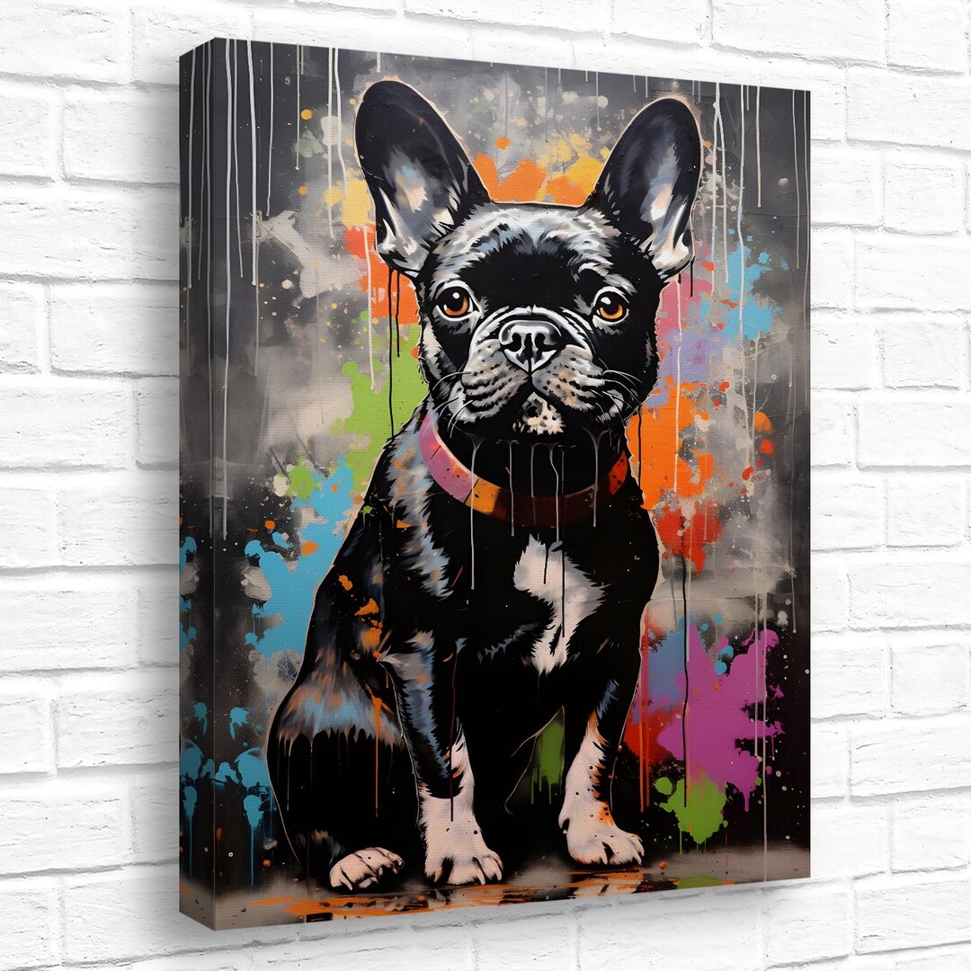 Frenchie Fizz Canvas Wall Art, Wall Decor, Deluxe Canvas Print, Perfect ...
