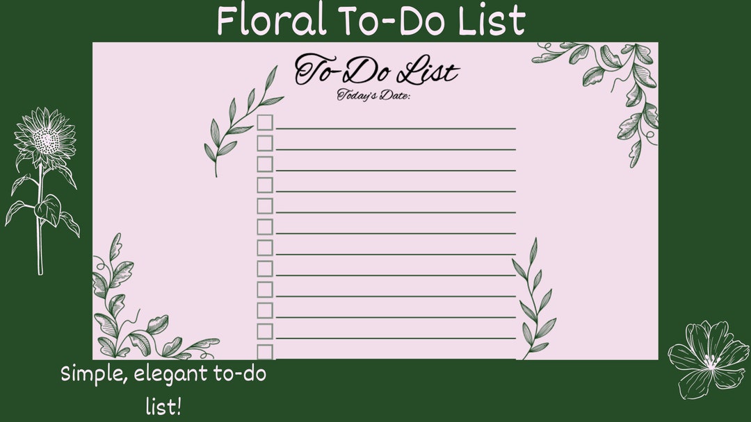 Floral To-do List PDF Printable - Etsy