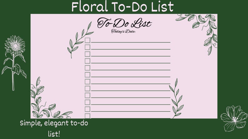 Floral To-do List PDF Printable - Etsy
