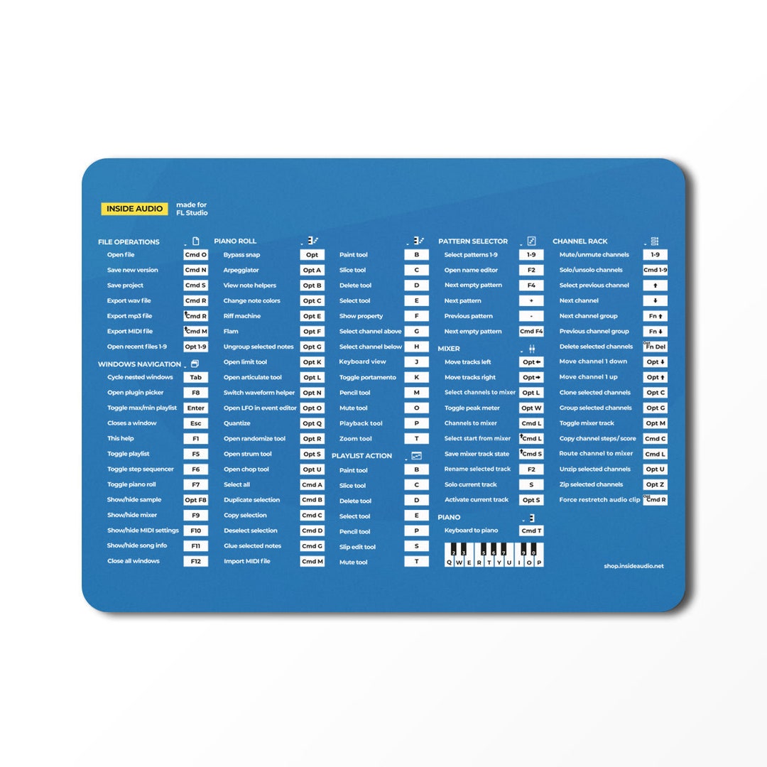 FL Studio Shortcut Blueprint Mousepad - Etsy