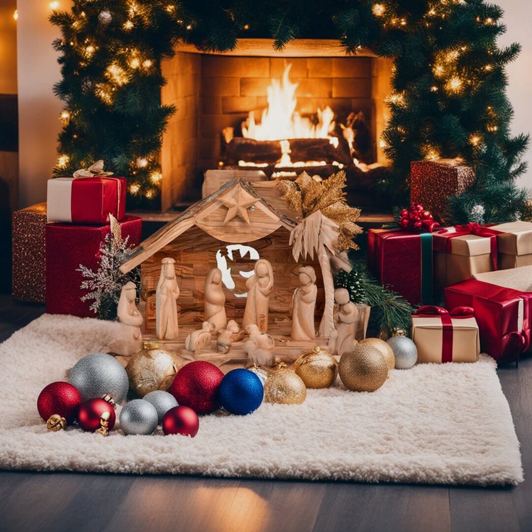 Large Nativity Set Wooden Nativity Set for Christmas Manger - Etsy