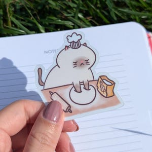 Cute Cat Sticker | Funny Cat Sticker | Cat Baking Kneading Dough Making ...