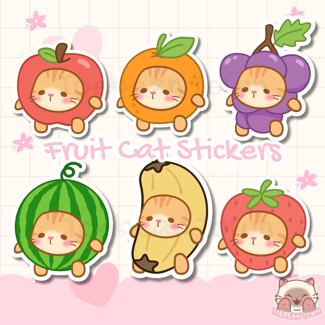 Fruit Cat Meme Sticker Pack | Funny Internet Tik Tok Cat Memes | Cat ...