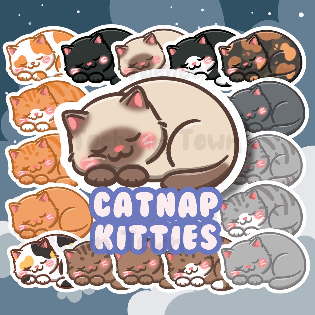 Cute Cat Nap Cat Loaf Sticker | Grey/gray Orange/ginger Brown Tabby ...