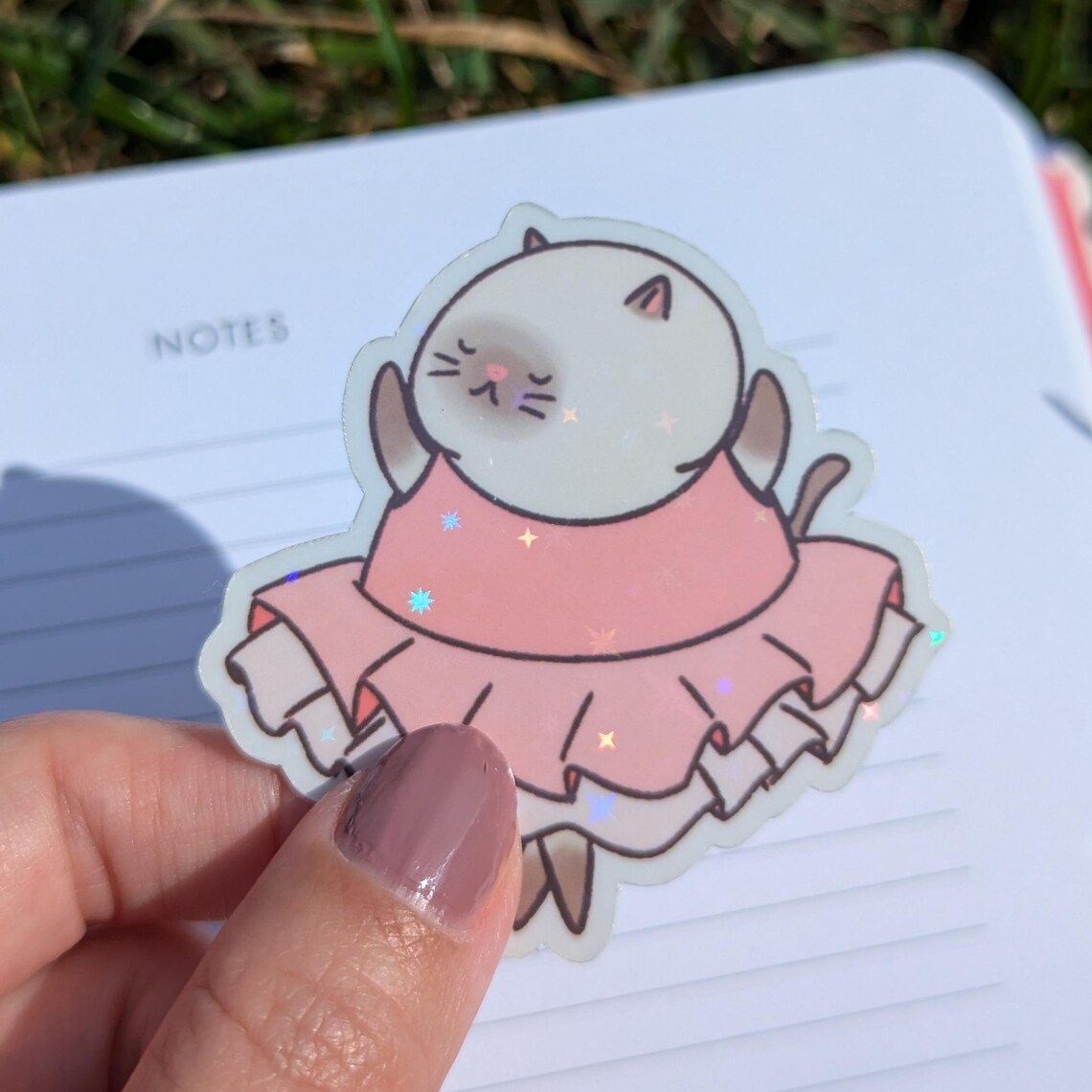 Cute Funny Fat Cat Sticker Dancing Ballet Ballerina Pink Tutu ...
