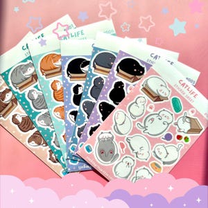 Tortie Tortoise Shell Brown Orange Cat Sticker Sheet | Cute Funny Fat ...