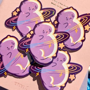 Cute Cat Sticker | Silly Fat Cat Sticker | Space Planet Sticker ...