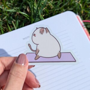 Cute Cat Sticker | Funny Cat Sticker | Cat Doing Yoga | Holographic ...