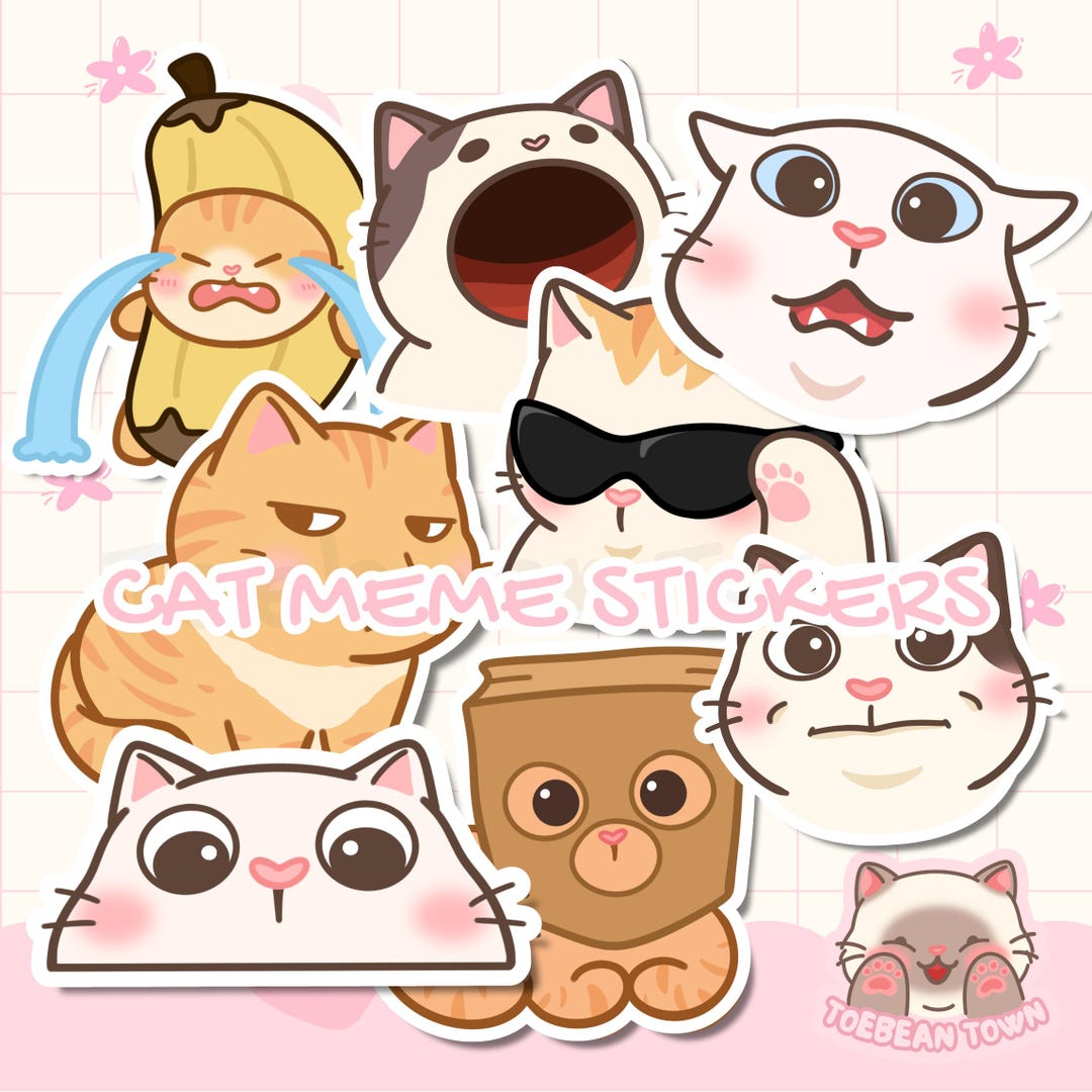 Cat Meme Stickers | Funny Internet Tik Tok Cat Memes | Derpy Silly ...