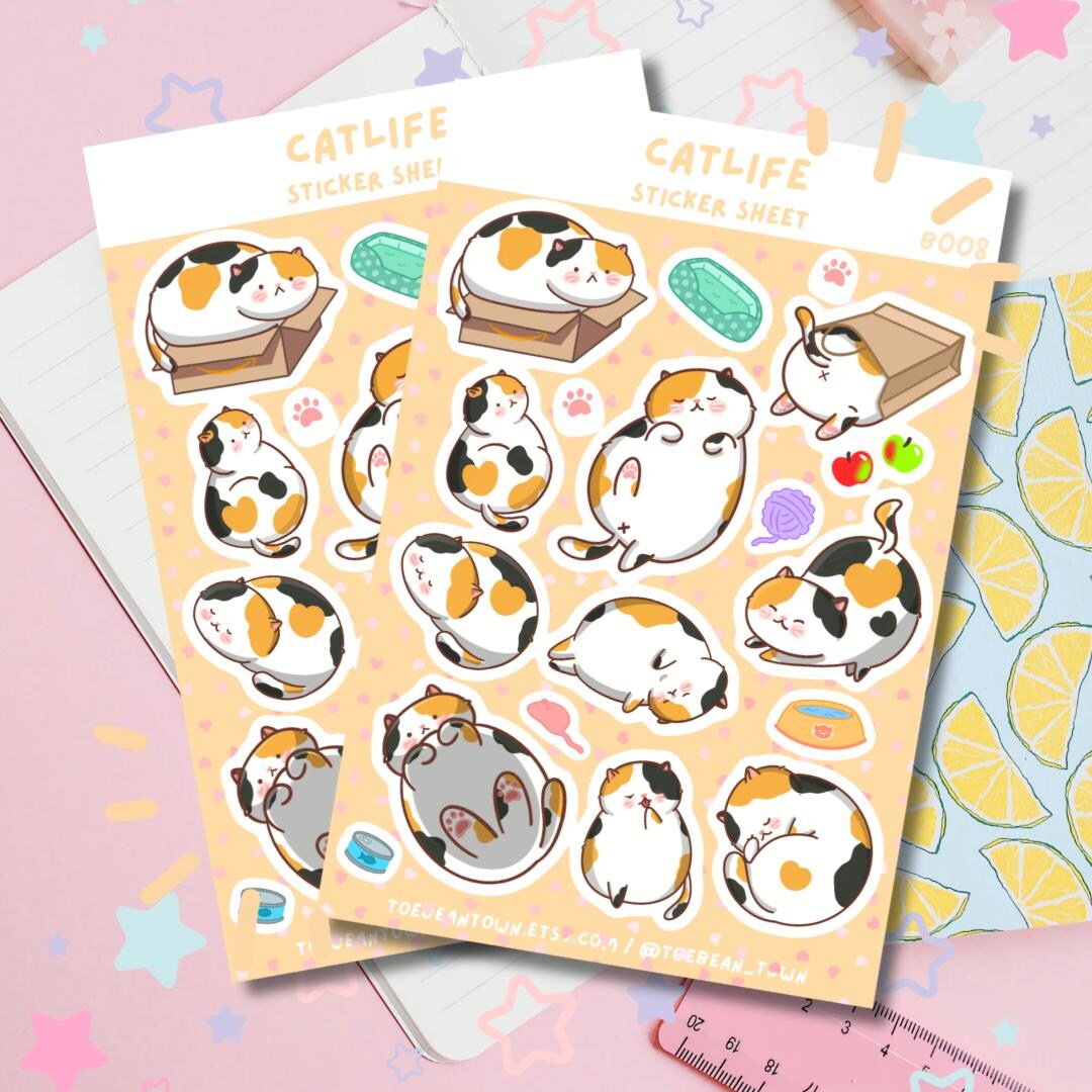 Calico Sticker Sheet Glossy Matte Vinyl Planner Journal Stationary ...