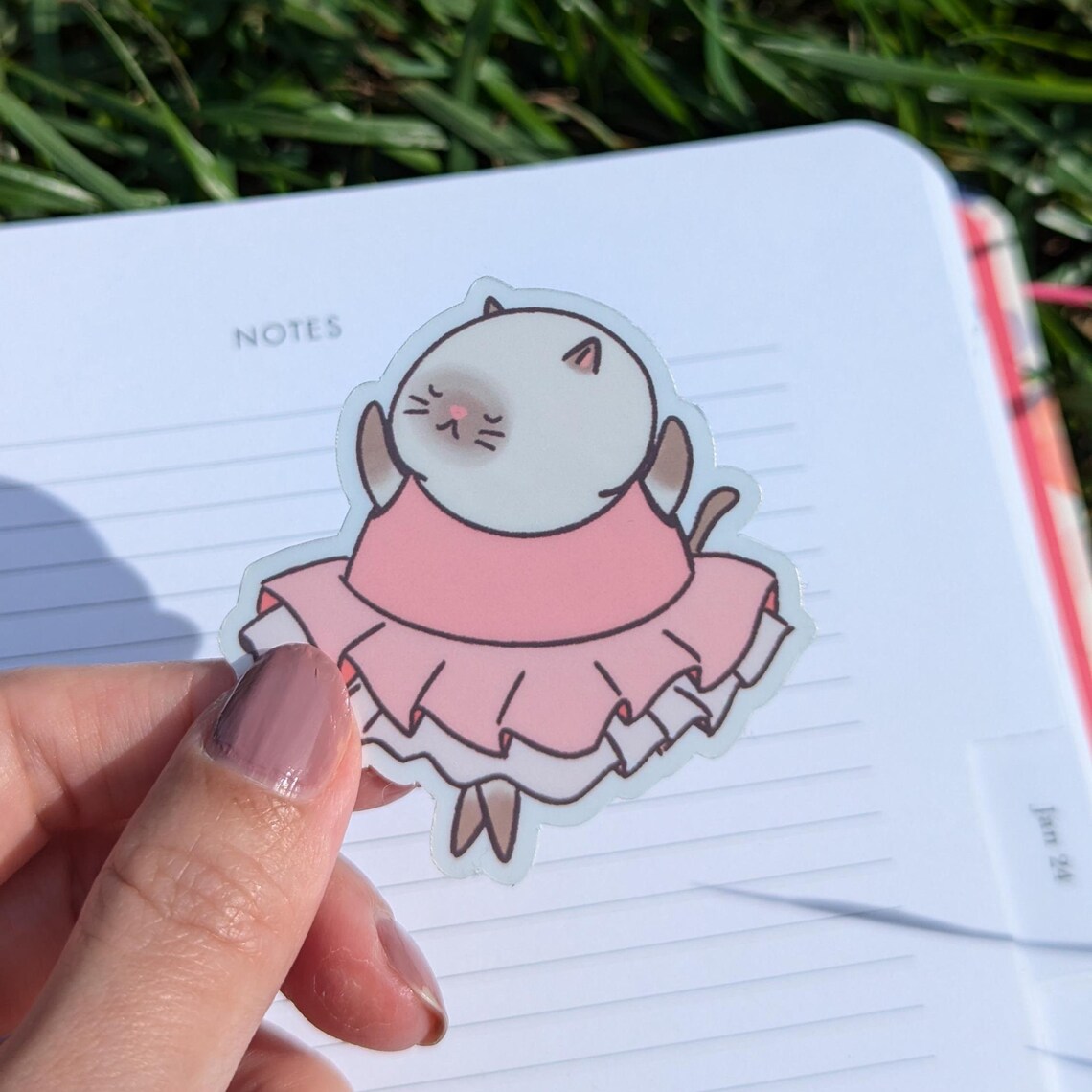 Cute Funny Fat Cat Sticker Dancing Ballet Ballerina Pink Tutu ...
