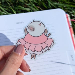 Cute Funny Fat Cat Sticker Dancing Ballet Ballerina Pink Tutu ...
