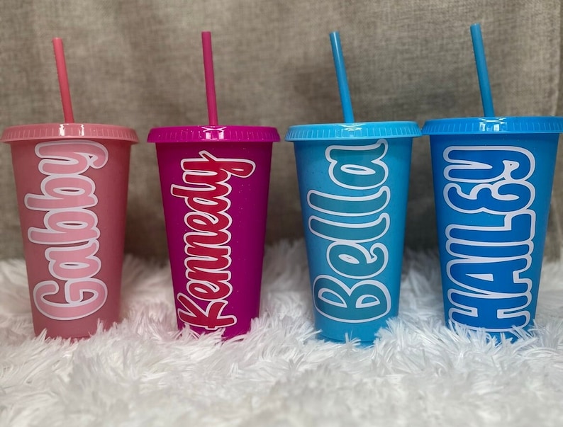 24oz Personalized Reuseable Plastic Cup With Lid and Straw - Etsy