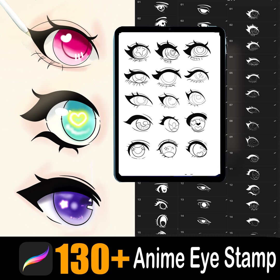 130 Procreate Anime Eye Stamps, Procreate Chibi Stamps, Procreate ...