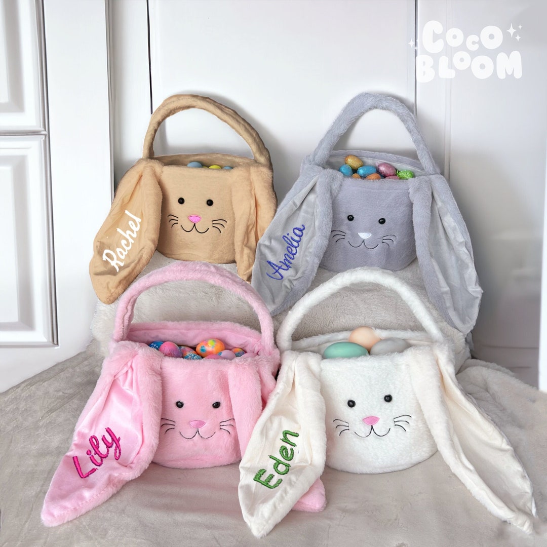 Personalized Easter Basket for Kids, Custom Name Bunny Basket, Easter Gift Decor for Children ...