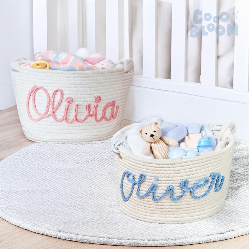 Personalized Baby Name Basket, Custom Baby Shower Gift Basket, Kids Toy ...