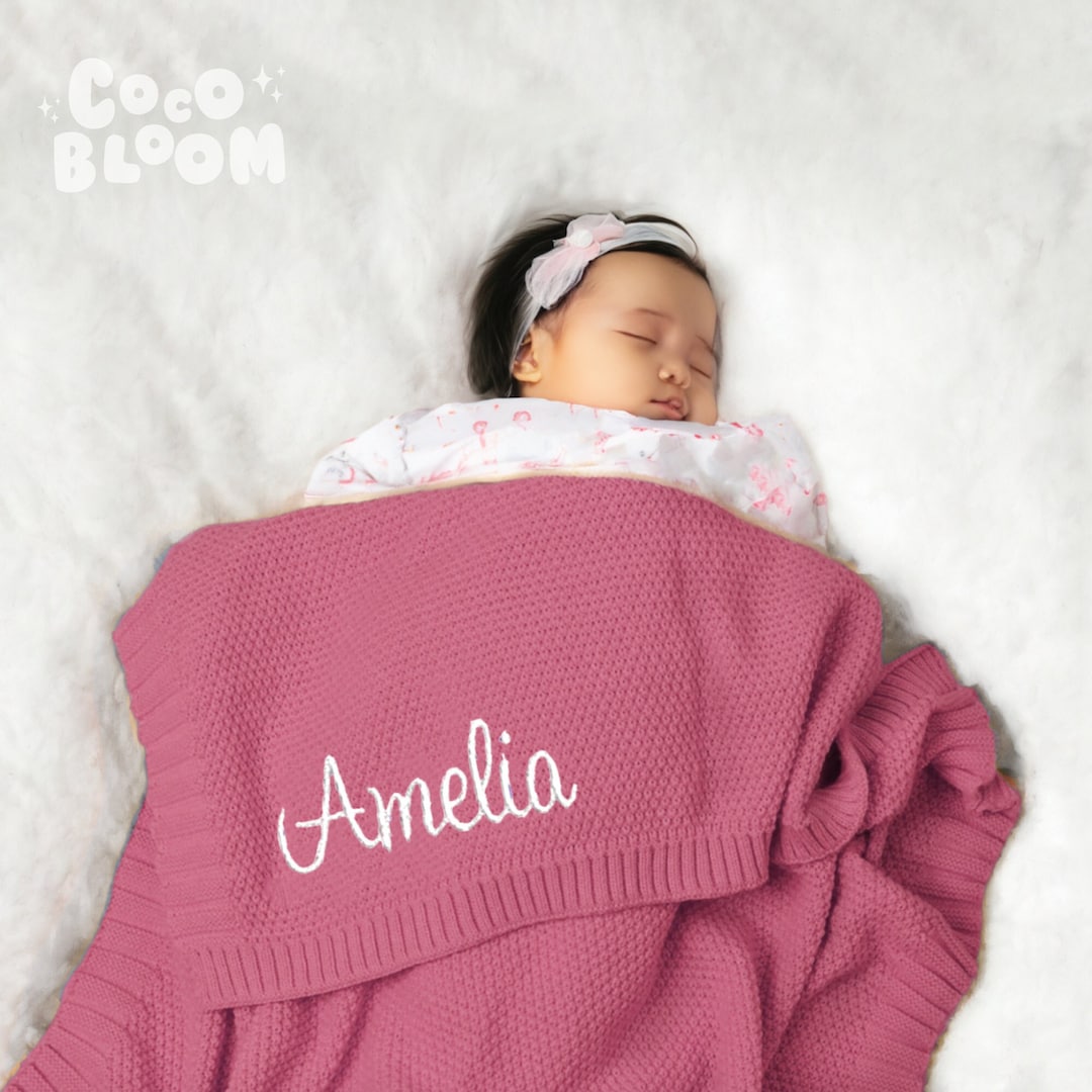Custom Baby Name Blanket, Personalized Embroidered Blanket, Stroller ...