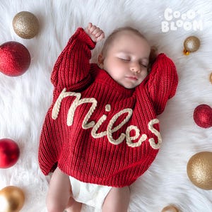Personalized Baby Name Knit Sweater, Custom Embroidered Sweater, Custom ...