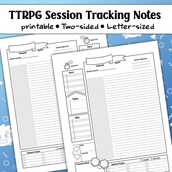 Dnd Session Notes, Printable, PDF Fillable, A Great RPG Summary Sheet ...