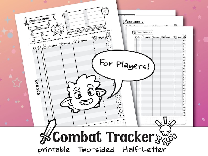 TTRPG Combat & Initiative Tracker: Printable Half-letter/junior Size ...