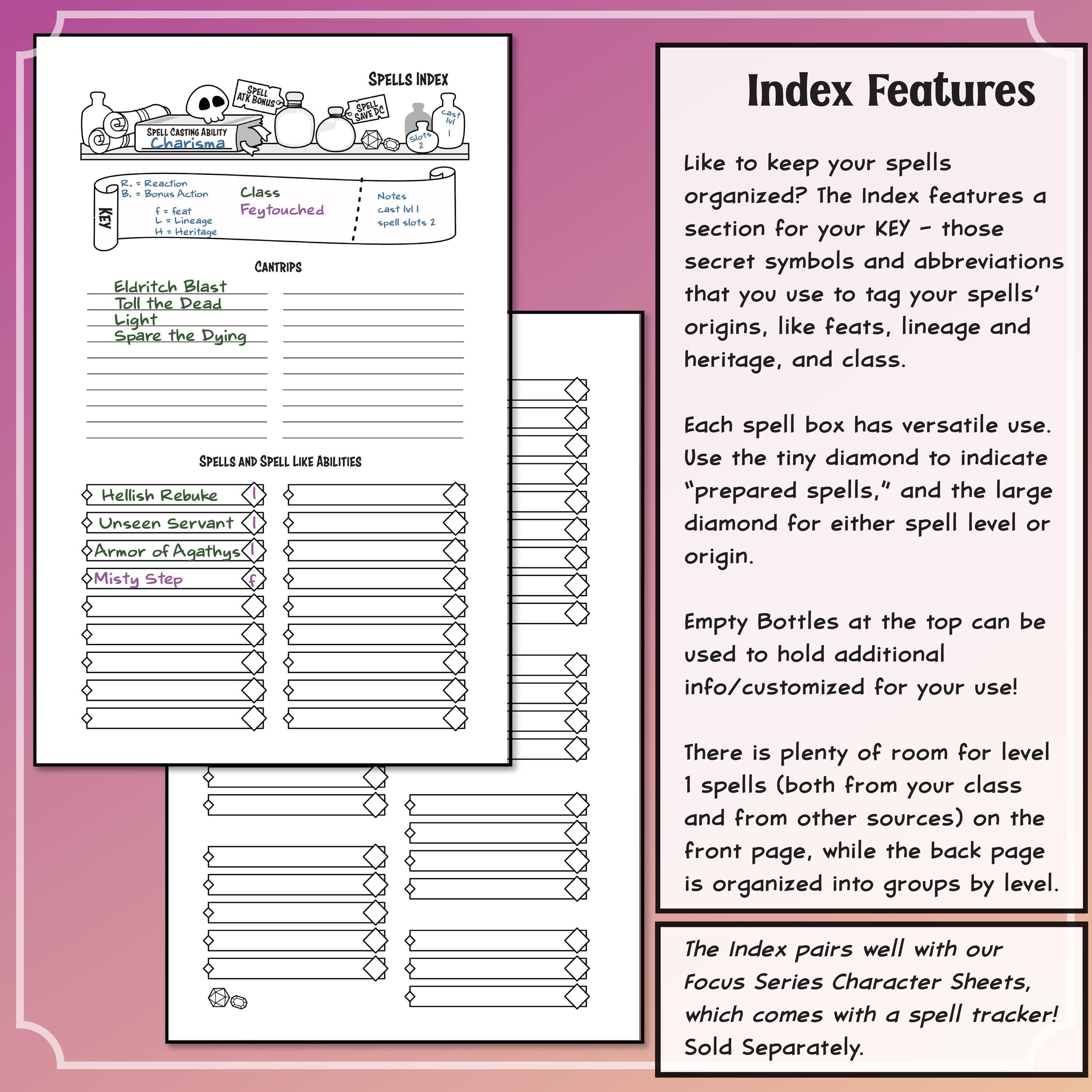 D&d5e Spell Book Bundle: Printable Half-letter/junior Size Template for ...