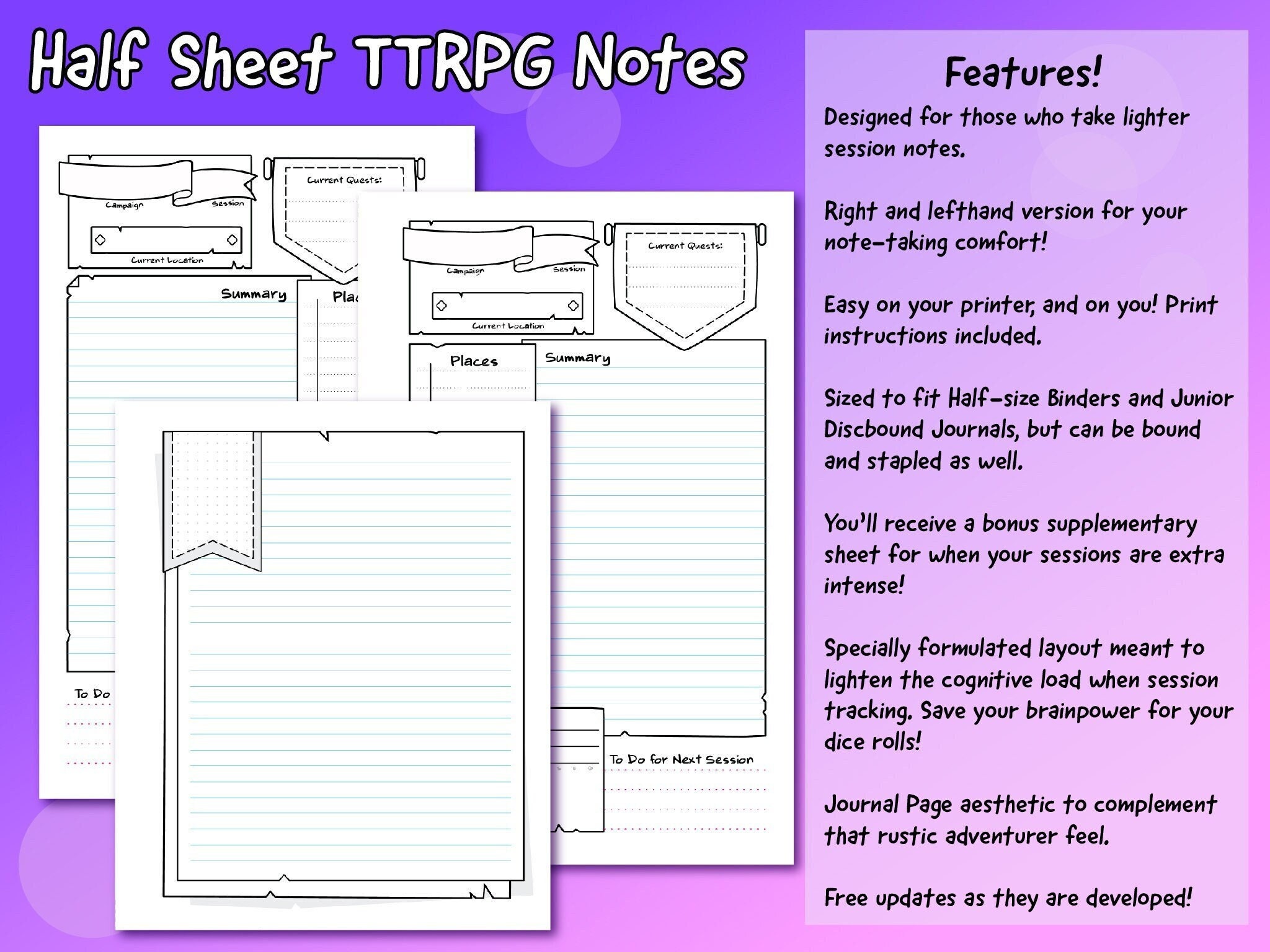 TTRPG Session Tracker | Rough Around the Edges Series | Single Sheet ...