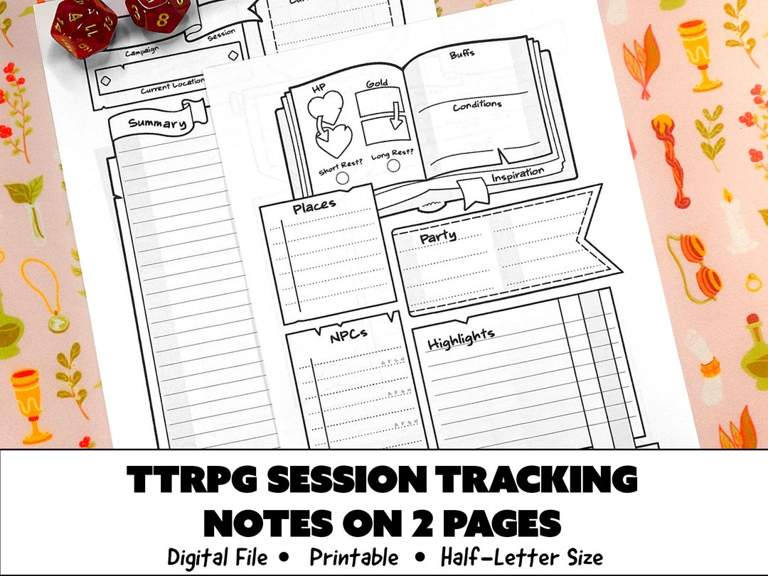 Session Tracker | 2 Pages | Rough Around the Edges Series | Vers. B ...