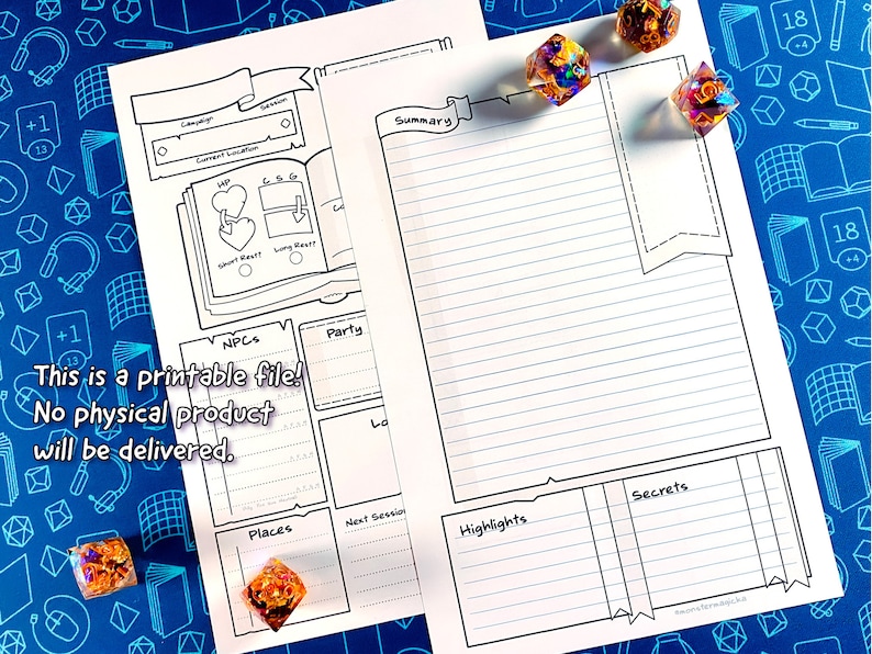 TTRPG Session Tracker: Rough Edge Notes (printable Half Letter) - Etsy