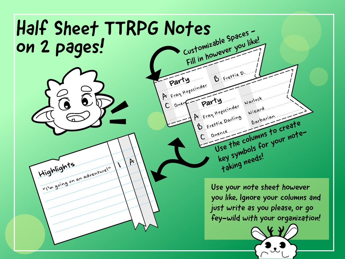 TTRPG Session Tracker: Rough Edge Notes (printable Half Letter) - Etsy