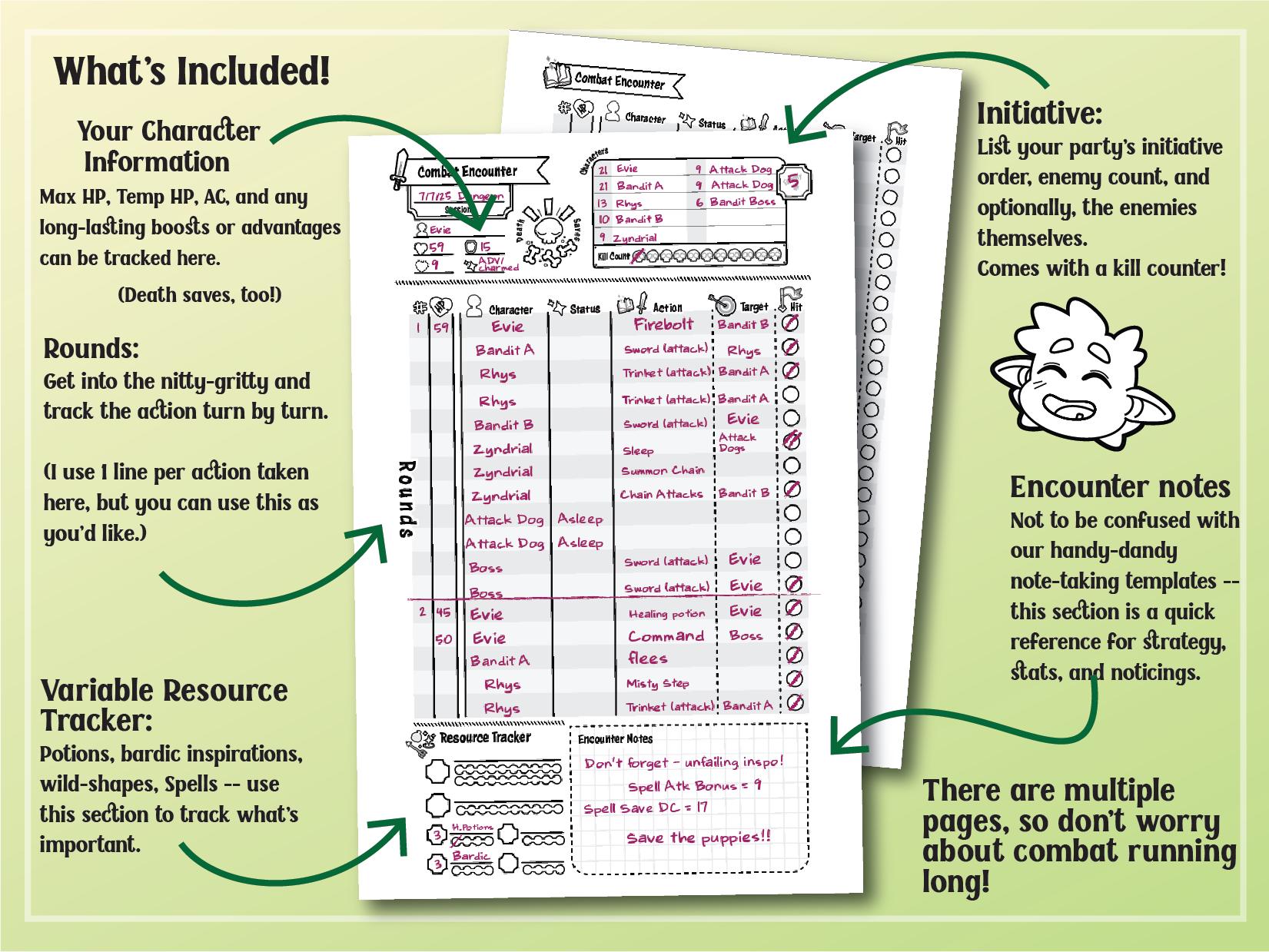 TTRPG Combat & Initiative Tracker: Printable Half-letter/junior Size ...