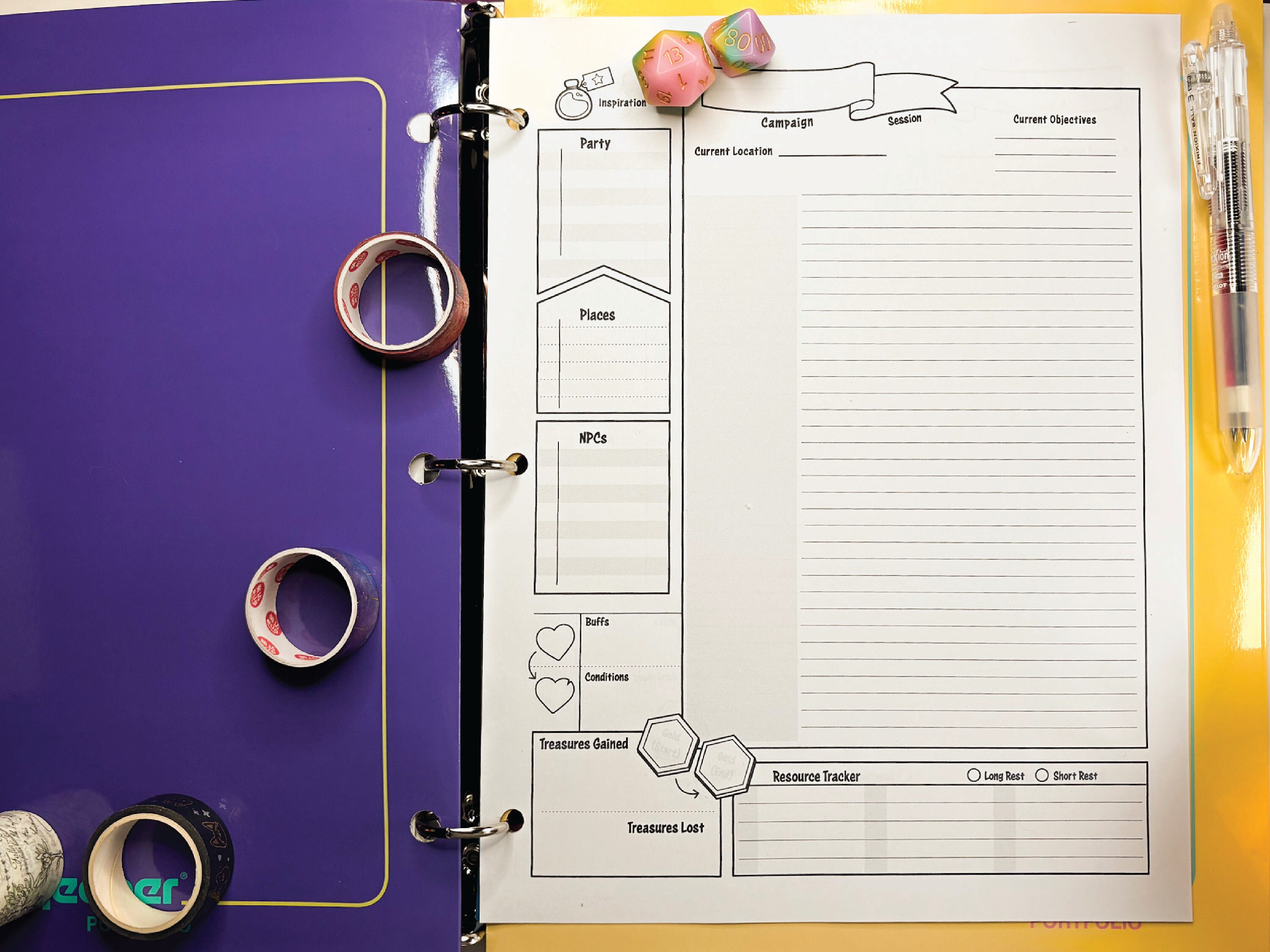 TTRPG Session Tracker Color Bundle | Minimalist Series | Single Sheet ...